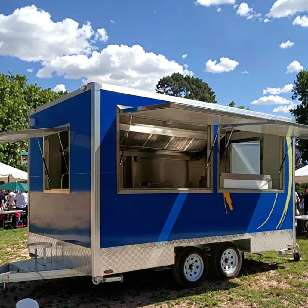 Double Axle Mobile Food Trailer with Customizable Kitchen Equipment for ...