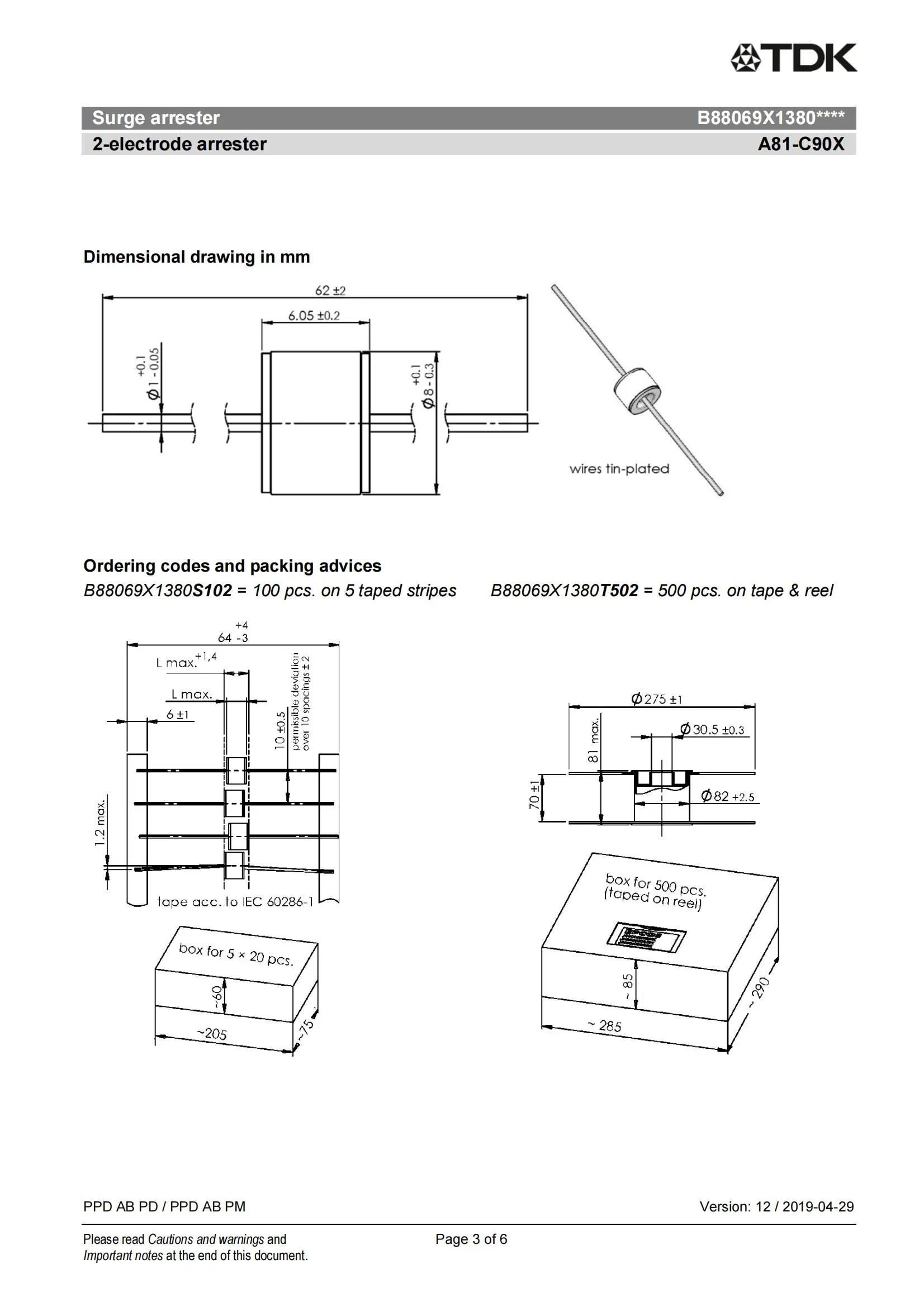 Original Tdk Epcos Gas Discharge Tube Gdt 2 Pole Smd Gdt - Buy Epcos B88069x1380s102 A81-c90x ...