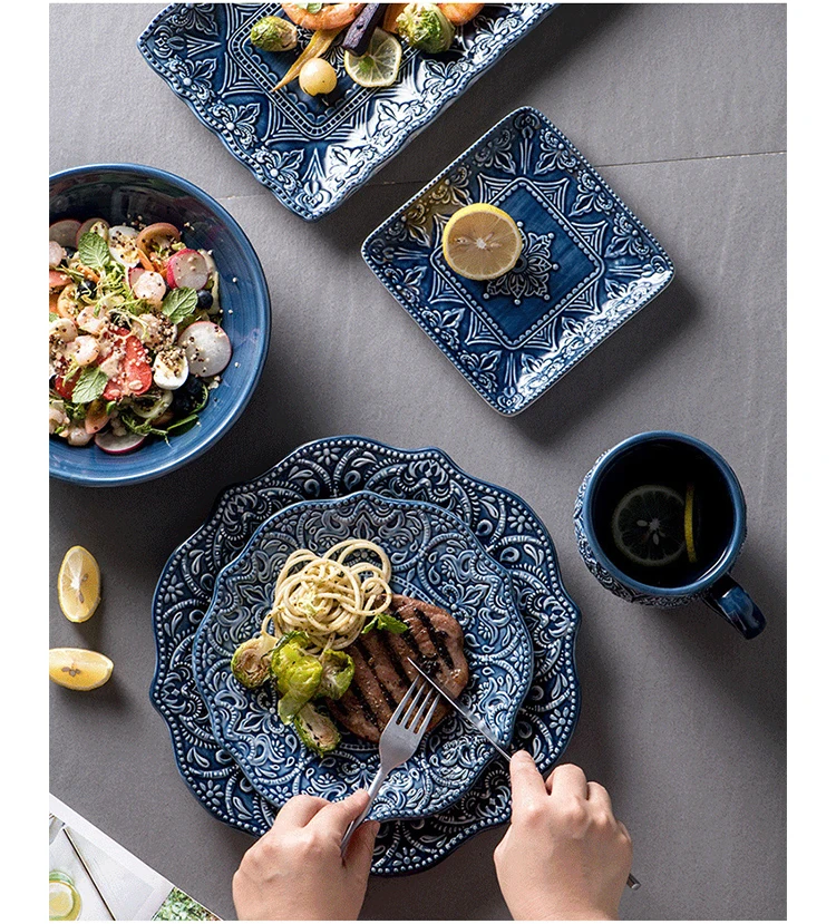 Vintage Baroque Style Ceramic Dinnerware Set - Porcelain