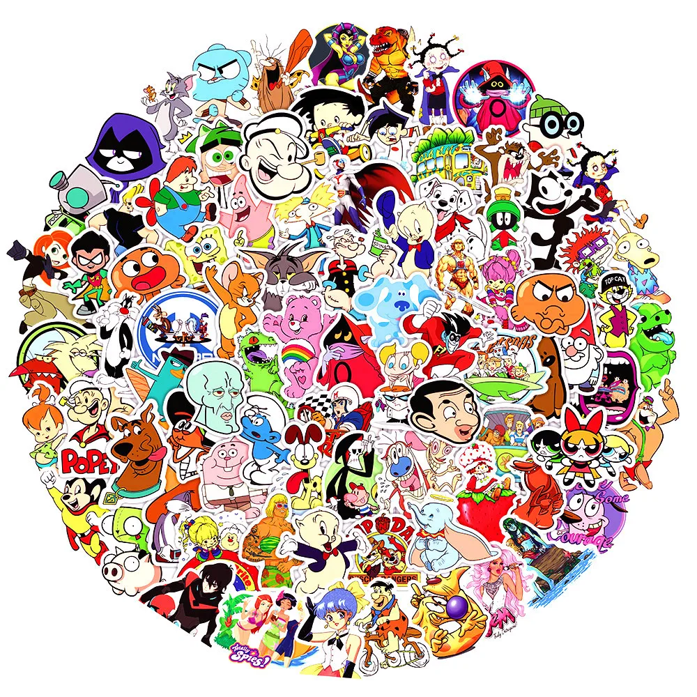 100pcs Classic 90s Cartoon Graffiti Stickers for Boy's Room