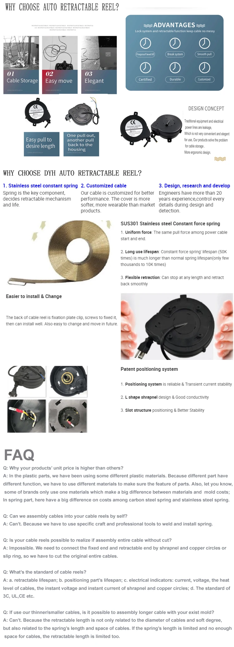 Auto Retractable Power Germany Extension Cord Cable Reel
