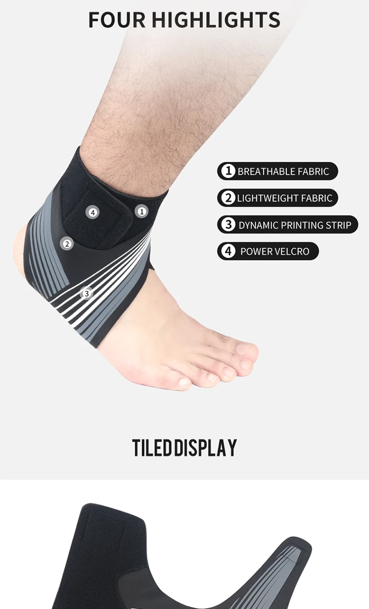 Elastic Breathable Adjustable Neoprene Ankle Support For Injury ...