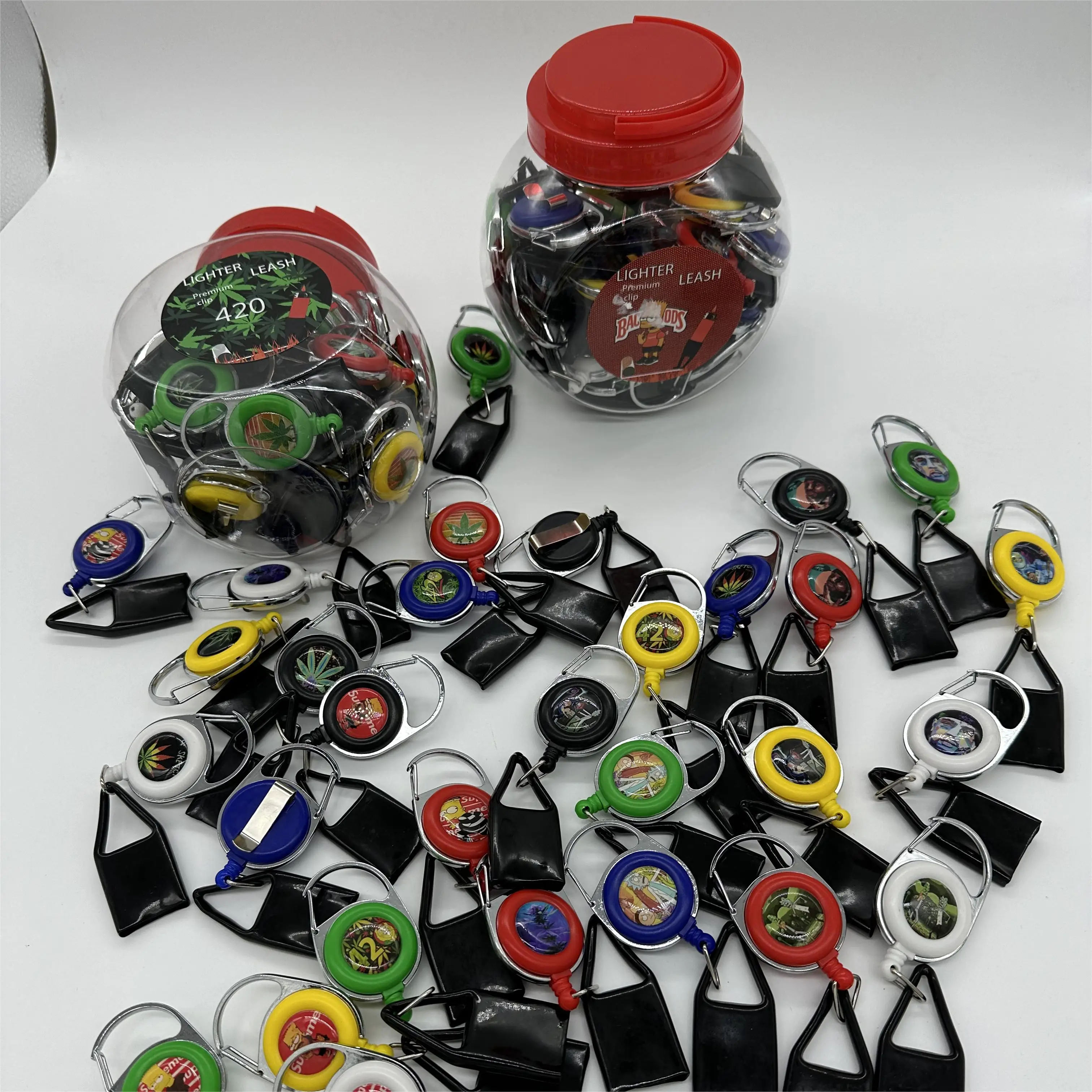 Customized Logo Retractable Pull Reel Keychain Lighter Holder Premium ...