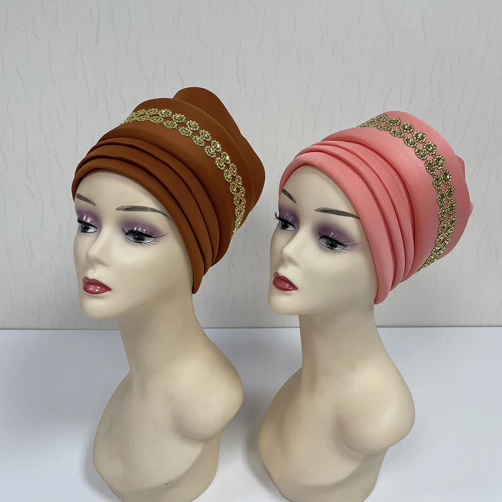 High Quality Turban Caps Muslim Indian Head Wrap Rhinestone Ladies ...