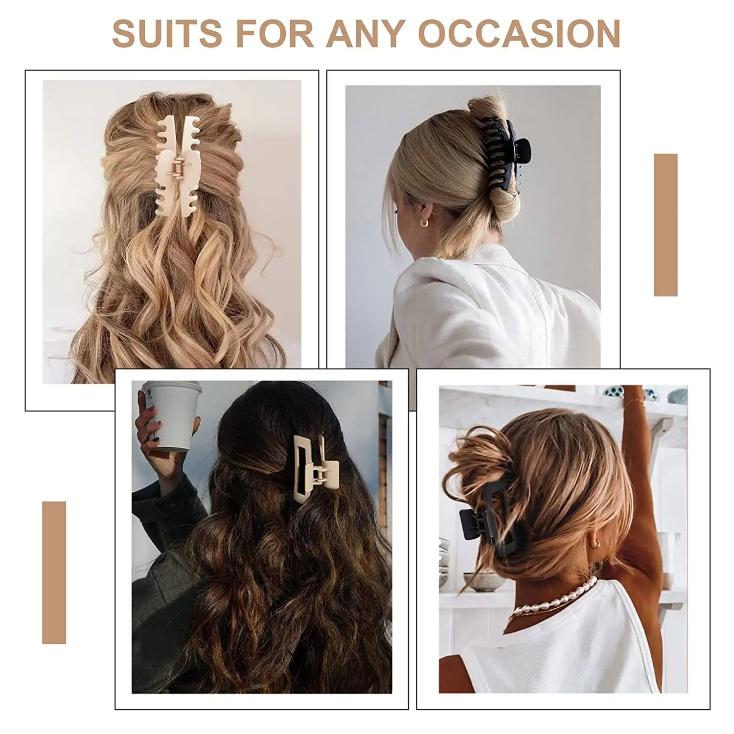 8 Pack Hair Clips Set Large Hair Claw Clips Big Matte Strong Hold Jaw ...