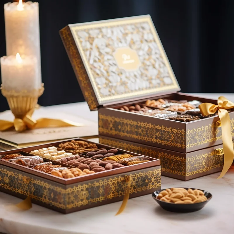 Custom Luxury Magnetic Paper Cardboard Baklava Dried Fruit Date Packing ...