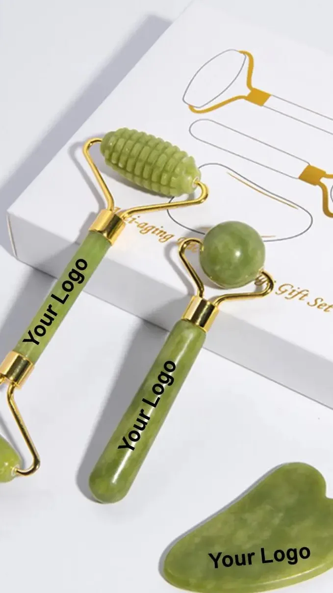 Jade Roller And Gua Sha Box Anti Aging Massage Rose Quartz Jade Roller ...