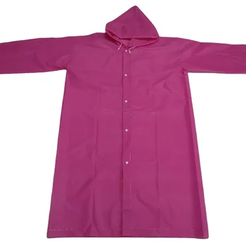 0.12mm Thickness Peva Rain Jacket Hoodie Buttons Front Long Sleeve Rain ...