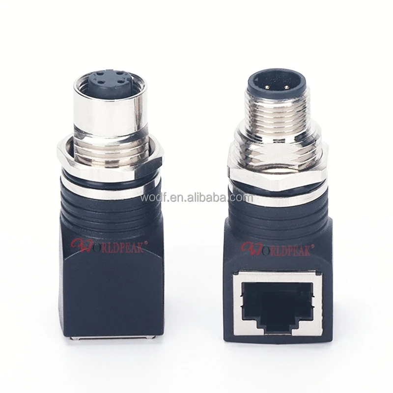 M12 to RJ45 Bulkhead Connector D Code Waterproof M12 4 Pin Female to ...
