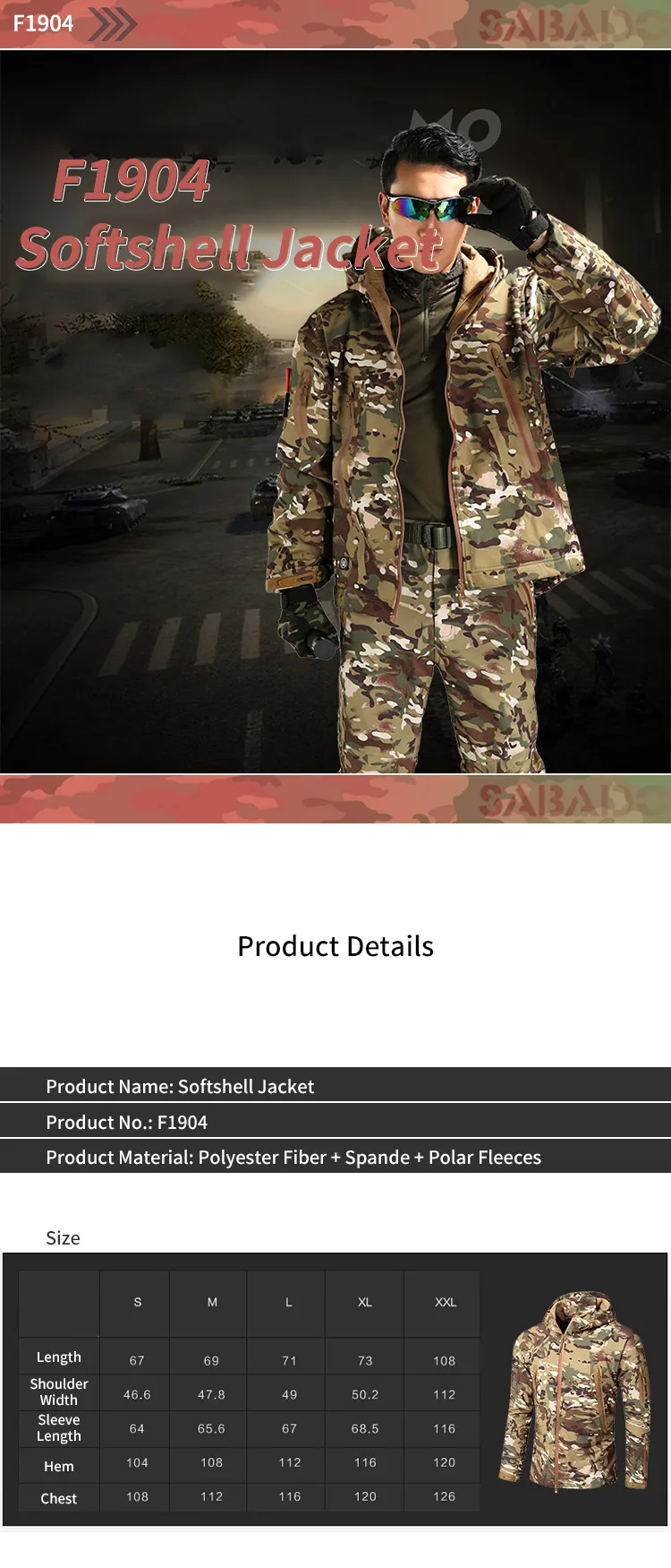 Sabado Tactical Russian Softshell Shark Skin Jacket Camouflage Outdoor ...