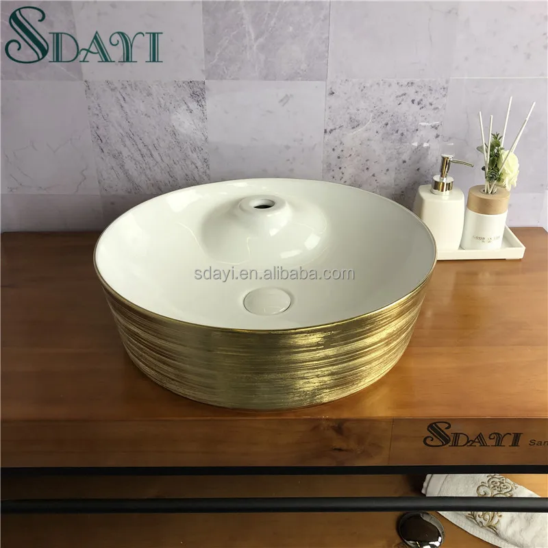 Ceramic Gold Color Wash Basin Bathroom Crocodile Design Luxury Golden ...