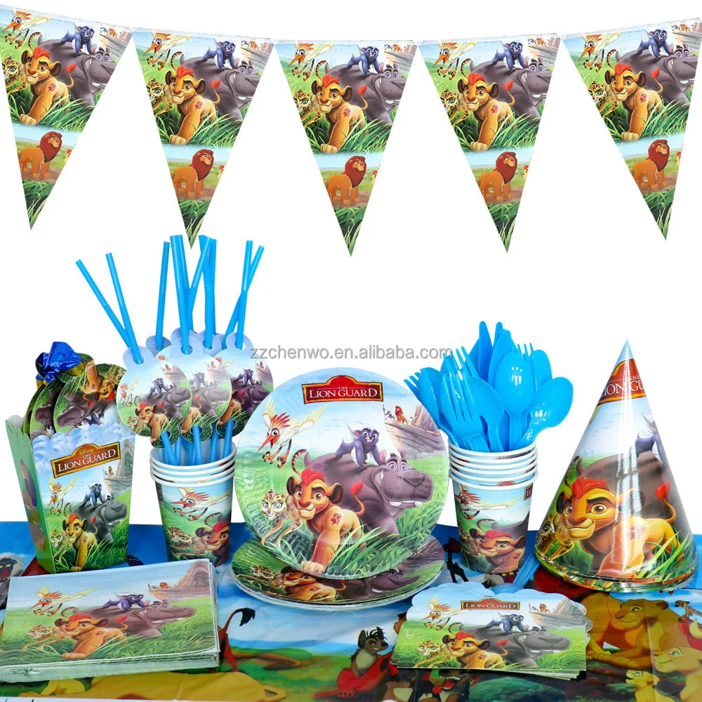 Jungle Lion King Simba Themed Birthday Paper Tray Cup Tissue Knife Fork ...