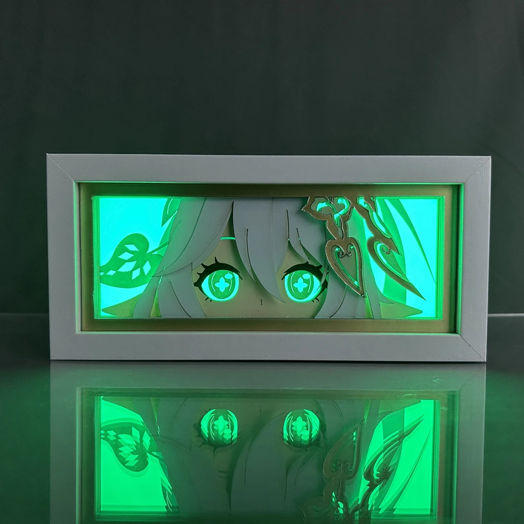 Genshin Impact Arlecchino Light Box Wooden Laser Paper Cut Shadow Box ...