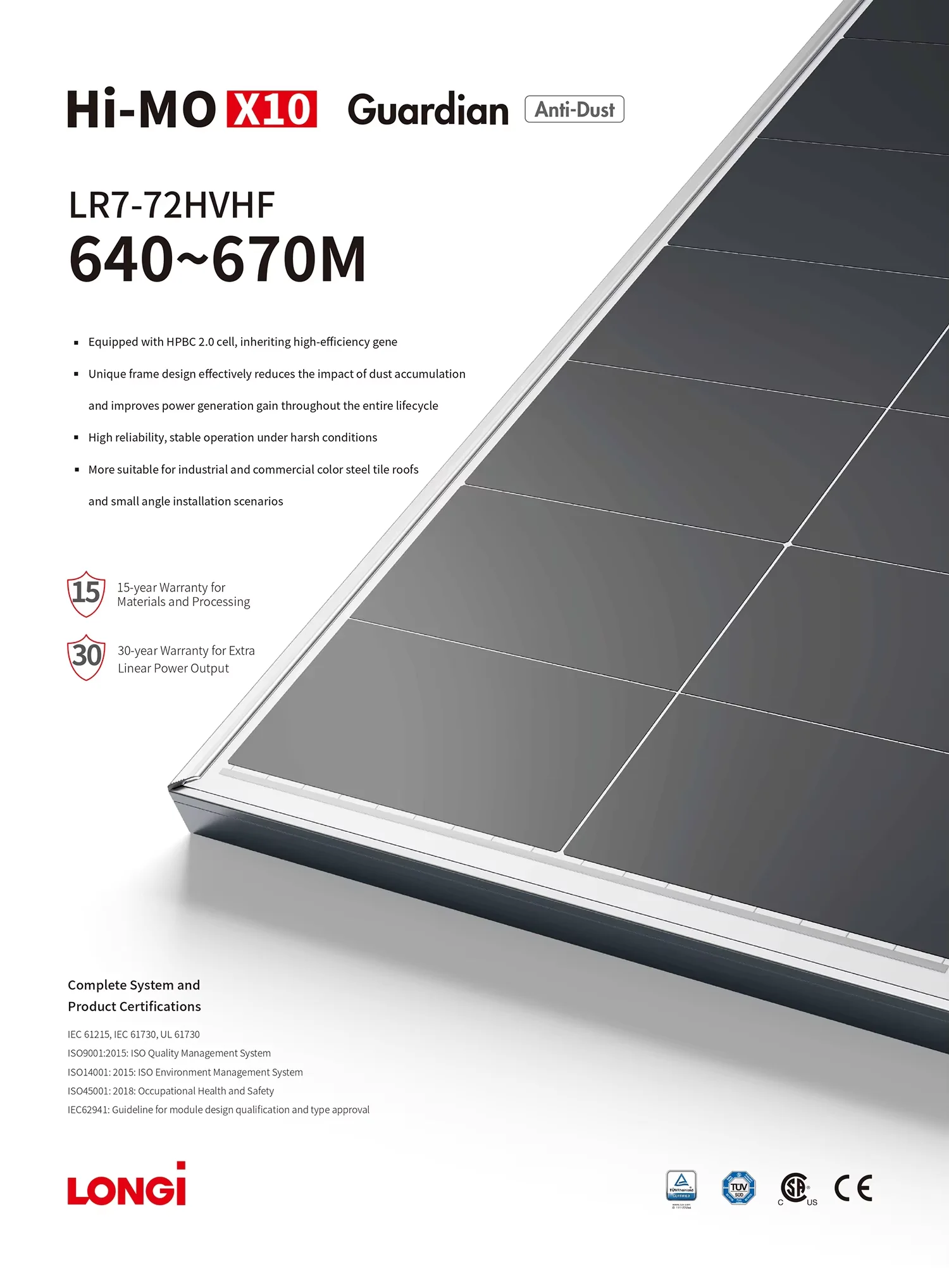 Longi Himo X10 N Type BC Mono 655W 640W 645W 650W 660W 665W Solarpanel ...