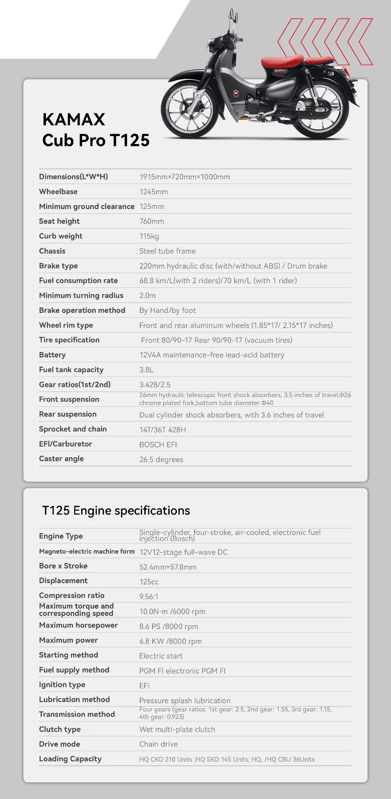 Kamax 2025 Honda Super Cub Motorcycle - Customizable OEM | Wholesale