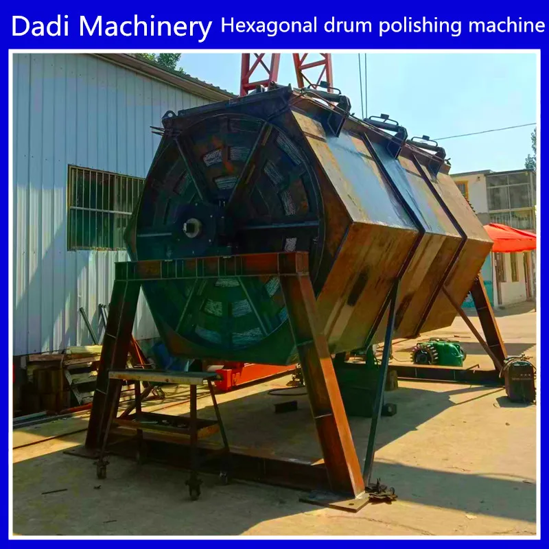 300l Iron Shell Wet Cast Hexagonal/octagonal Roller Polishing Machine ...