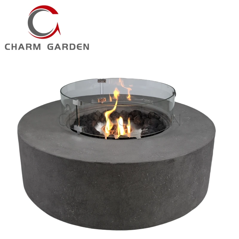 Modern Cast Concrete Freestanding Bio Ethanol Round Fire Pit Indoor ...