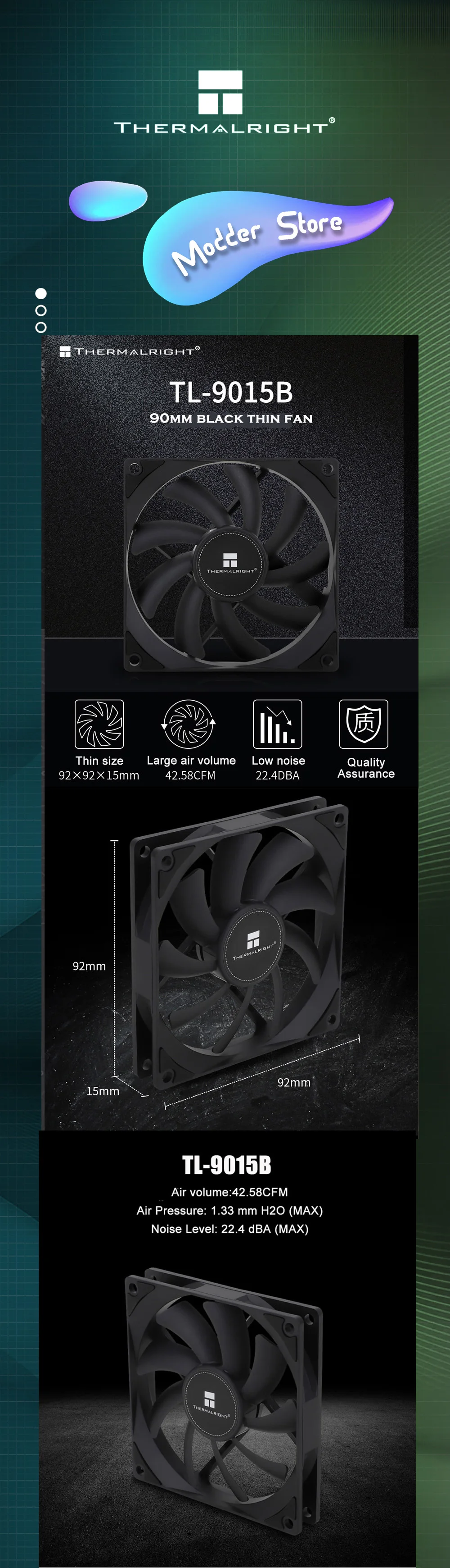 Thermalright 90mm Fan PWM 2700RPM - Quiet CPU Cooling