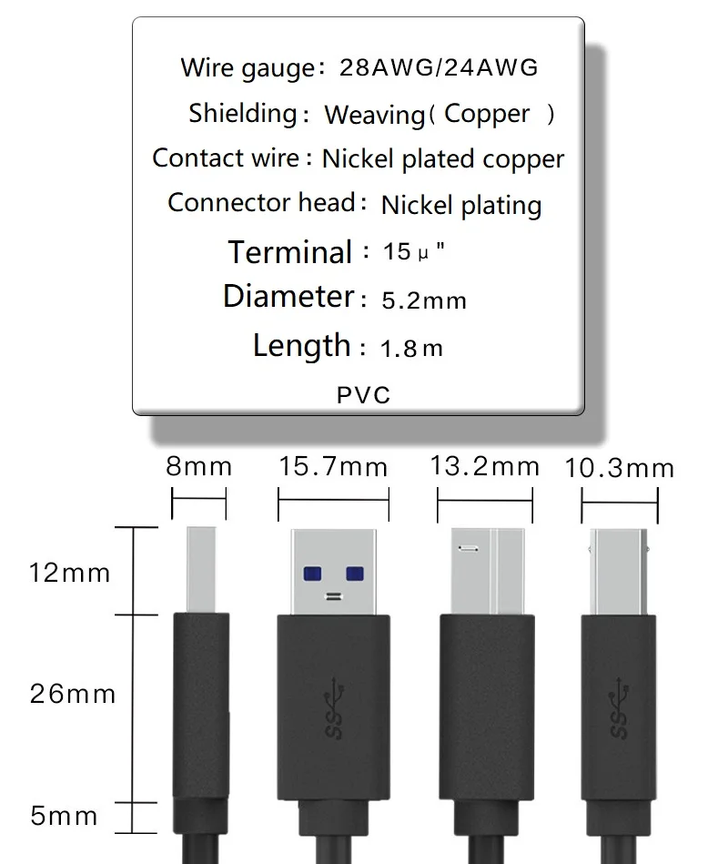 Pure Copper High-speed 3.0 Square Port Connection Printer Wire Usb ...