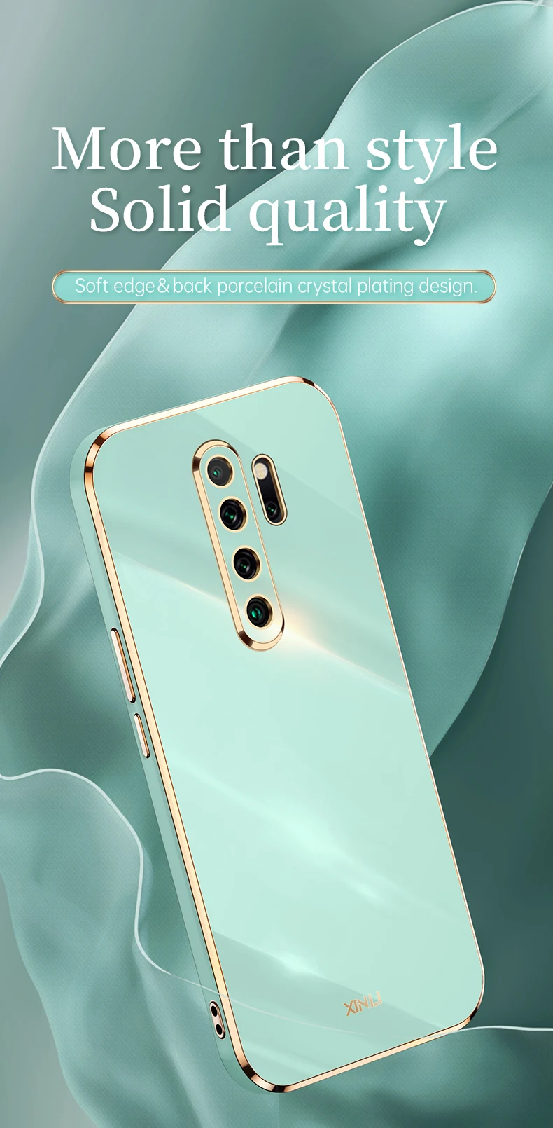 Luxury Plating Square Gold Frame Phone Case for Xiaomi Note 8