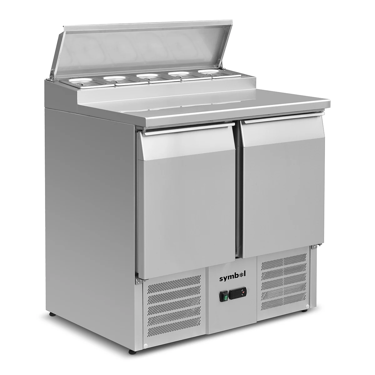2-door Static Cooling Glass Cover Salad Display Refrigerated Worktop ...
