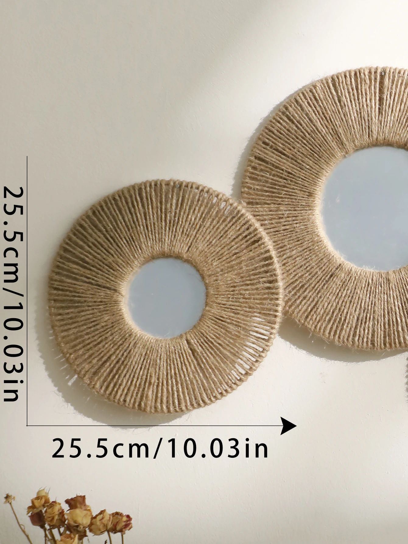 Round Wall Mirror Hanging Decorative Mirrors With Woven Hemp Rope Boho ...