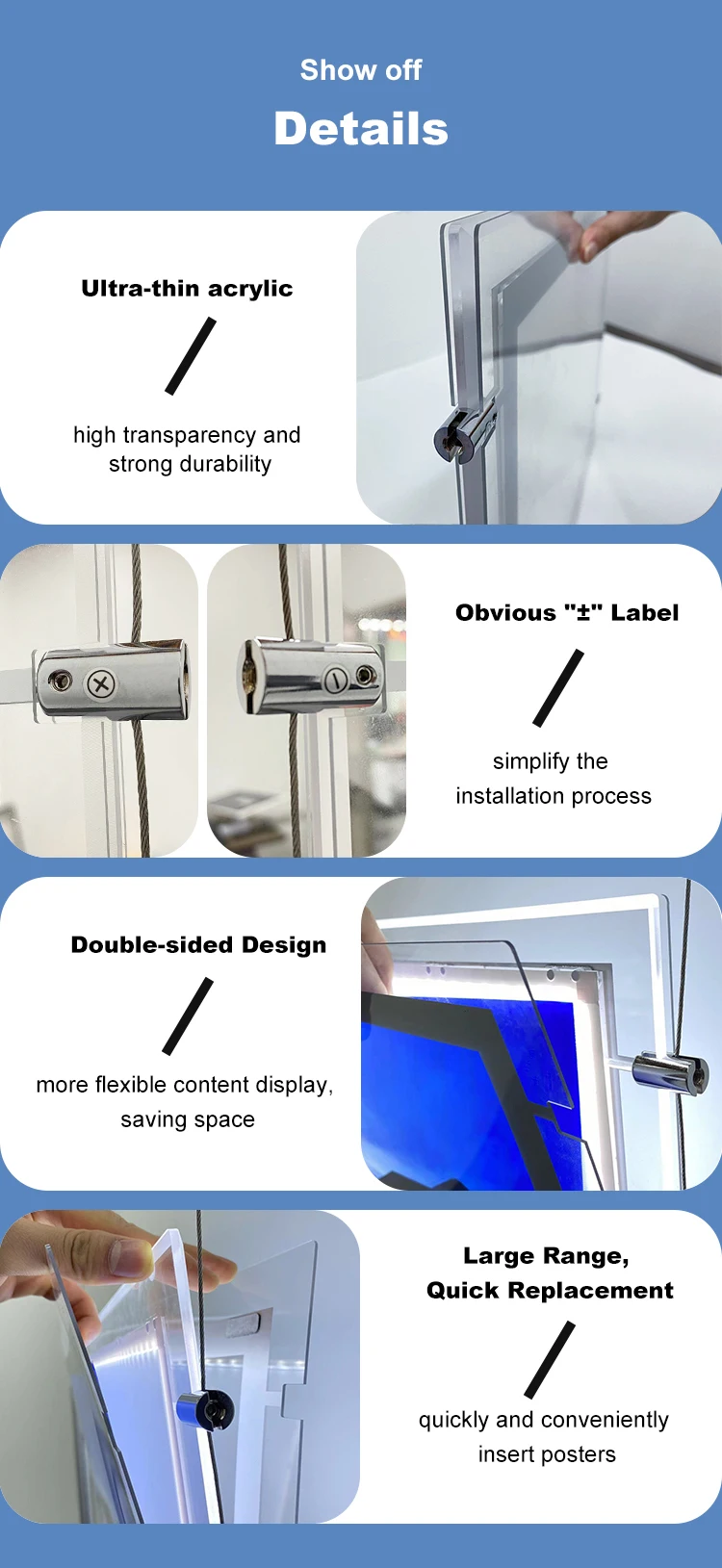 A3 Crystal Led Frames - Illuminated Light Box Display