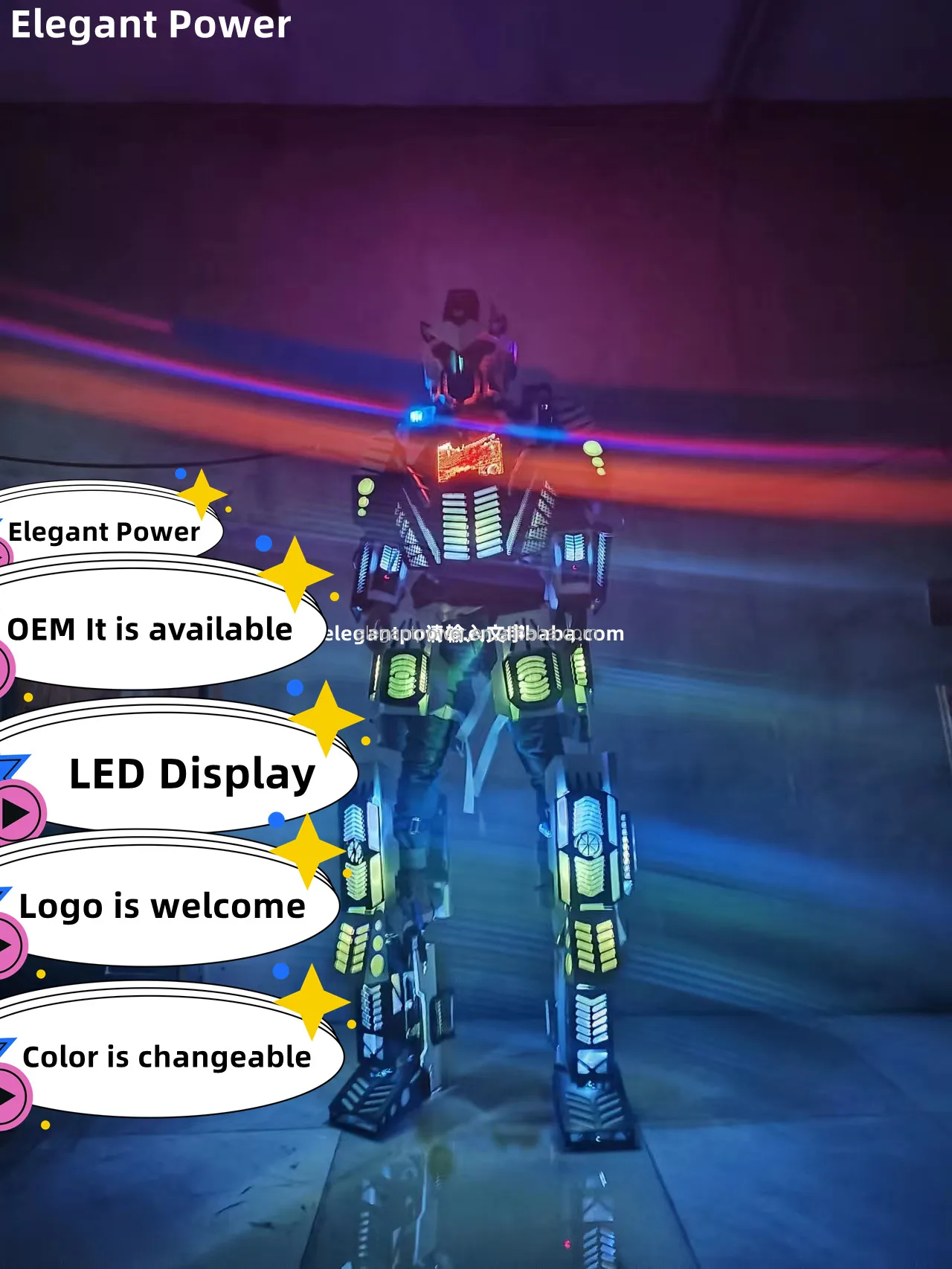 2024 Night Club LED Plastic Stilts Walker Robot Costume