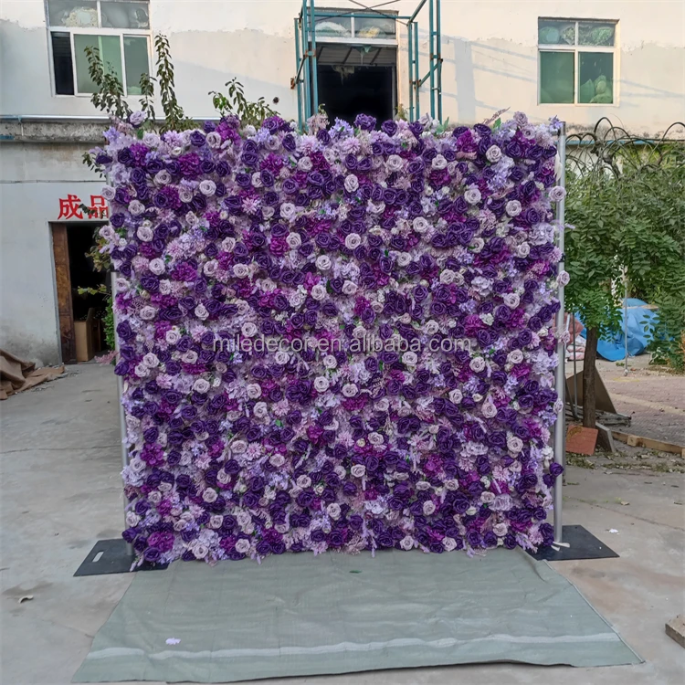 Factory Flower Wall Panel Silk Floral Roll up Flower Wall for Wedding ...
