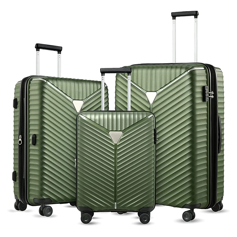 White Luggage Set PP Expandable Carry On Suitcase Travel Lightweight ...