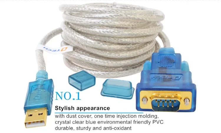 Dtech Usb 2.0 To Db9 Fully Compatible Serial Rs232 Port Cable Driver 3m ...