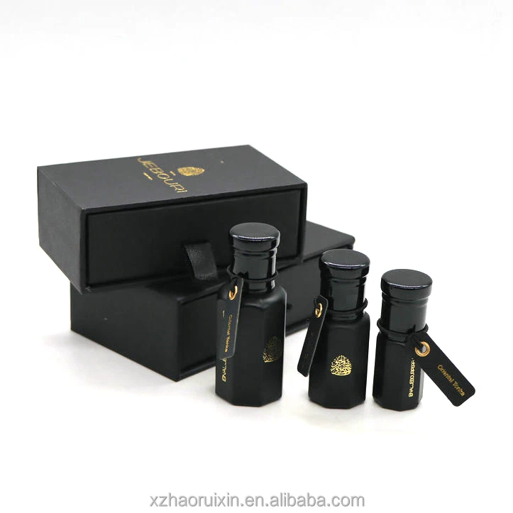 3ml 6ml 12ml Black Attar Glass Oud Oil Perfume Tola Bottle