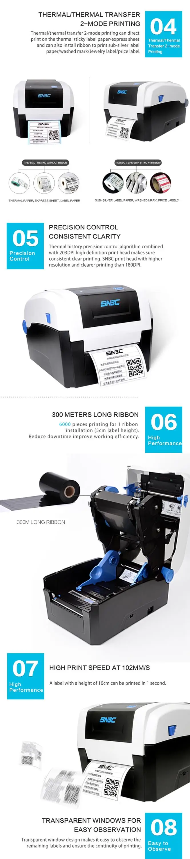 Two-mode Printing Labels Printer - Thermal & RFID Barcode