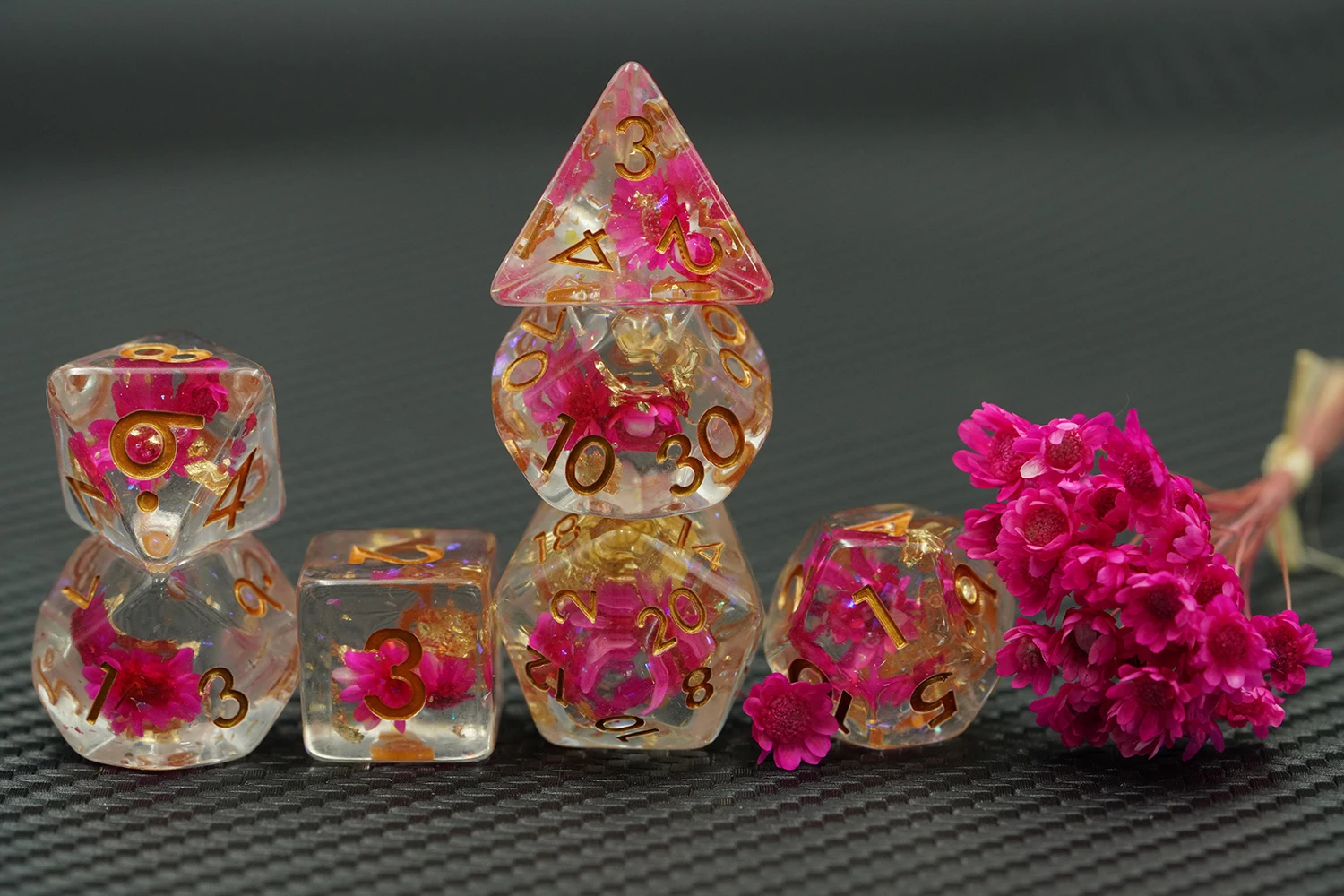 Dnd Trpg Colorful Flowing Translucent Resin Liquid Core Flower Dice Set ...