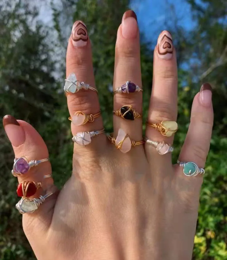Hippie crystal rings store