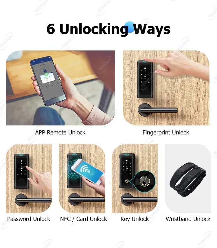 Tediton Digital Smart Deadbolt Door Locks Smart Lock Knob Fingerprint ...