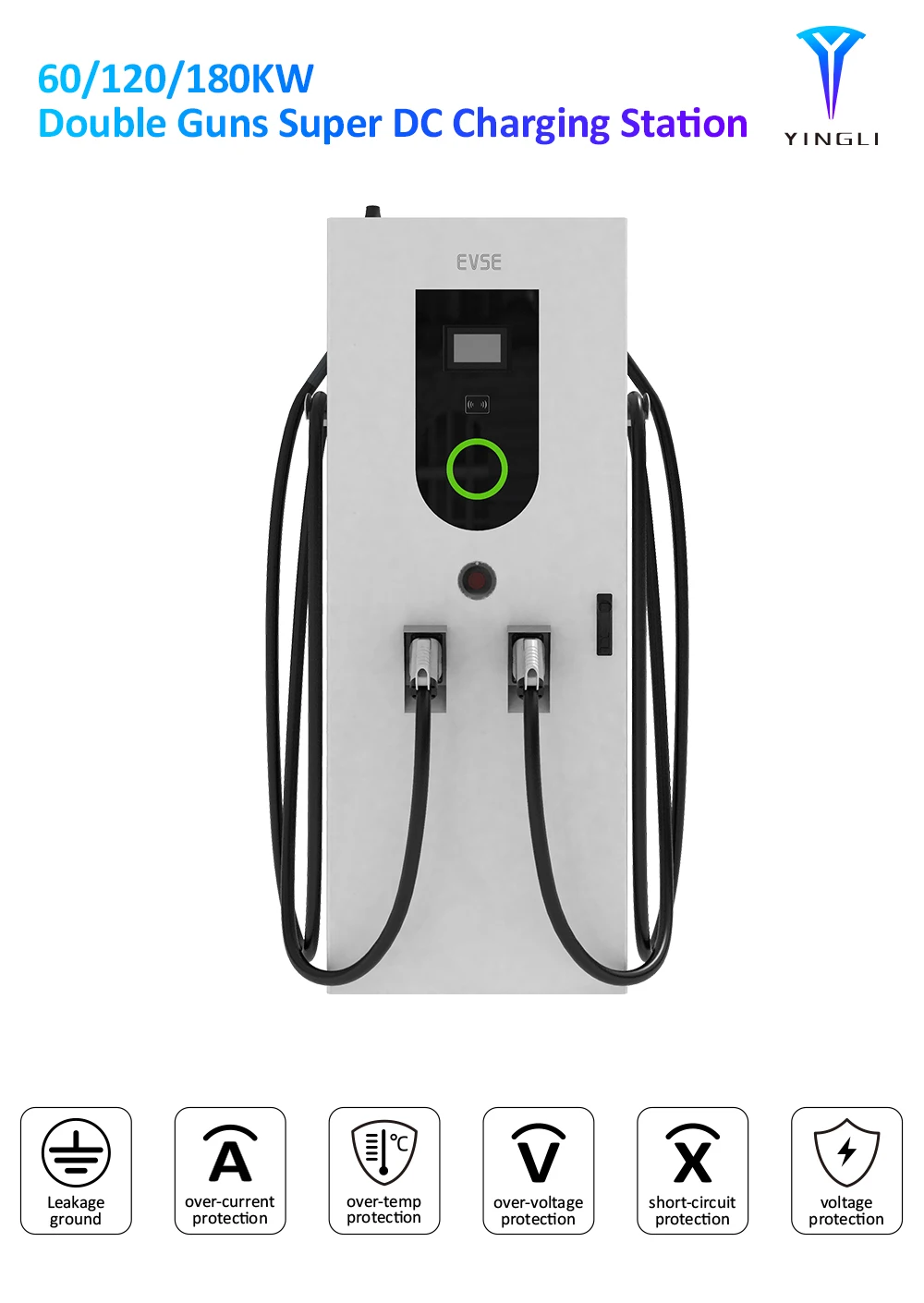 180kw Fast Dc Ev Charger 2 Guns 7 Inch Screen Ethernet 4g Wifi Ocpp 7 ...