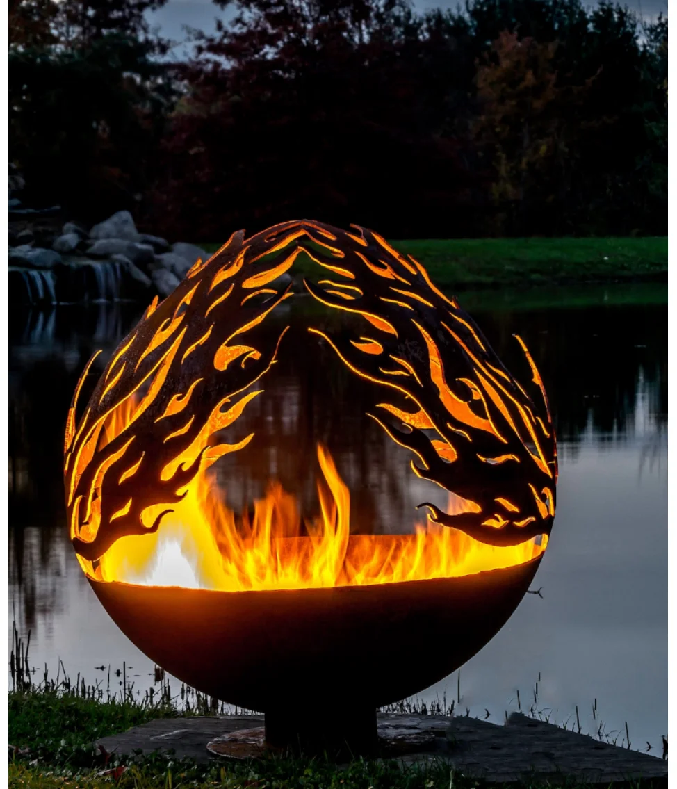 Customized Heavy Duty Corten Steel Fire Sphere Handmade Hollow Sphere ...