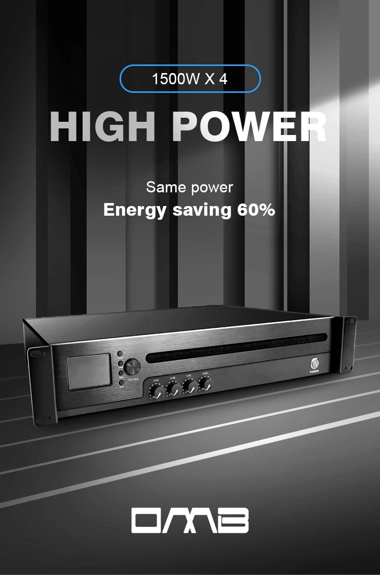 PFA8000M 4-Channel 6000W Power Amplifier with Variable Power Supply, Green Audio Power, PFC, and ...