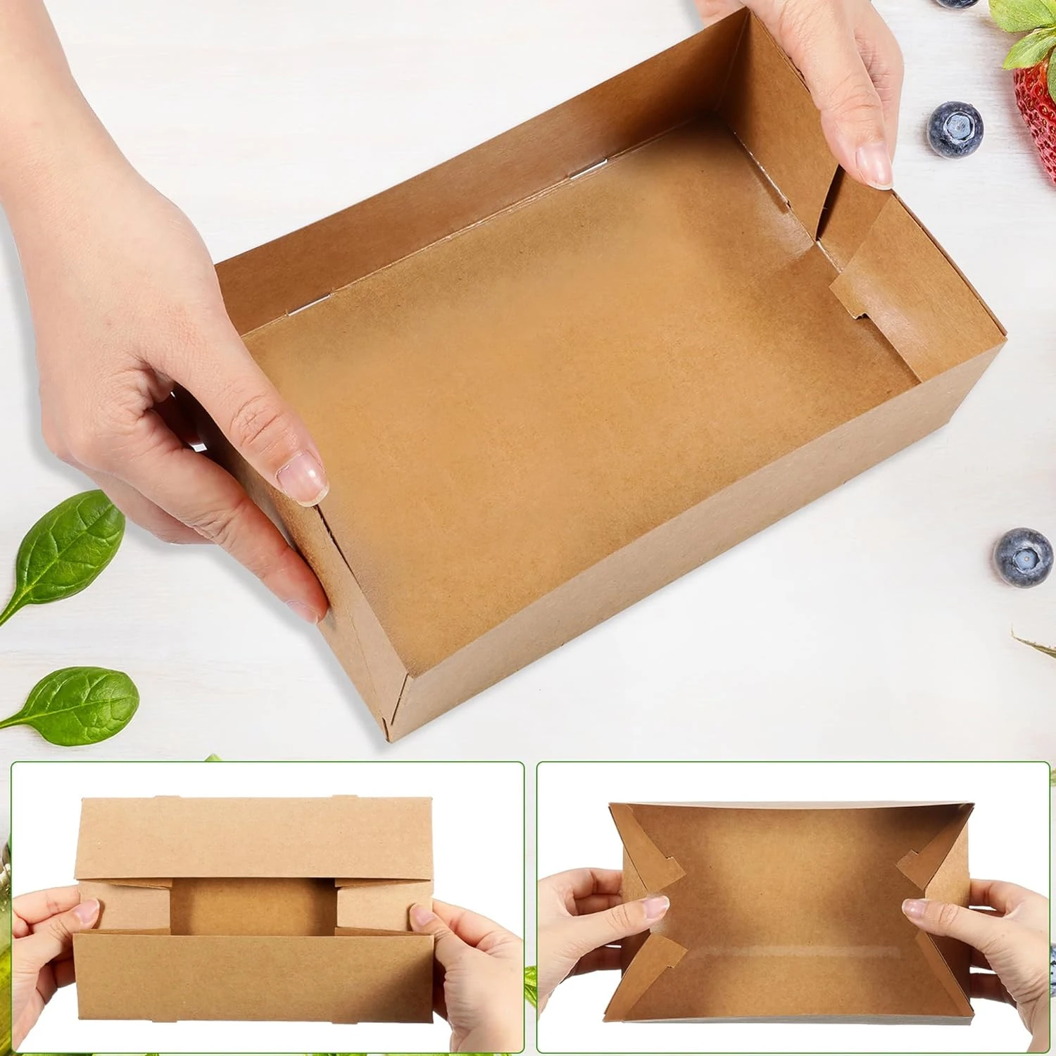 Foldable Custom Printed Logo Disposable Kraft to Go Takeaway Packaging ...