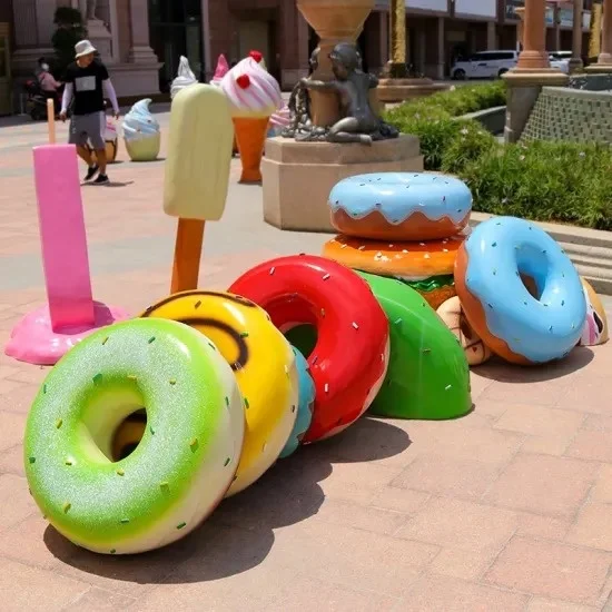 New Design Fiberglass Resin Donuts Sculpture Doughnut Props Candy ...