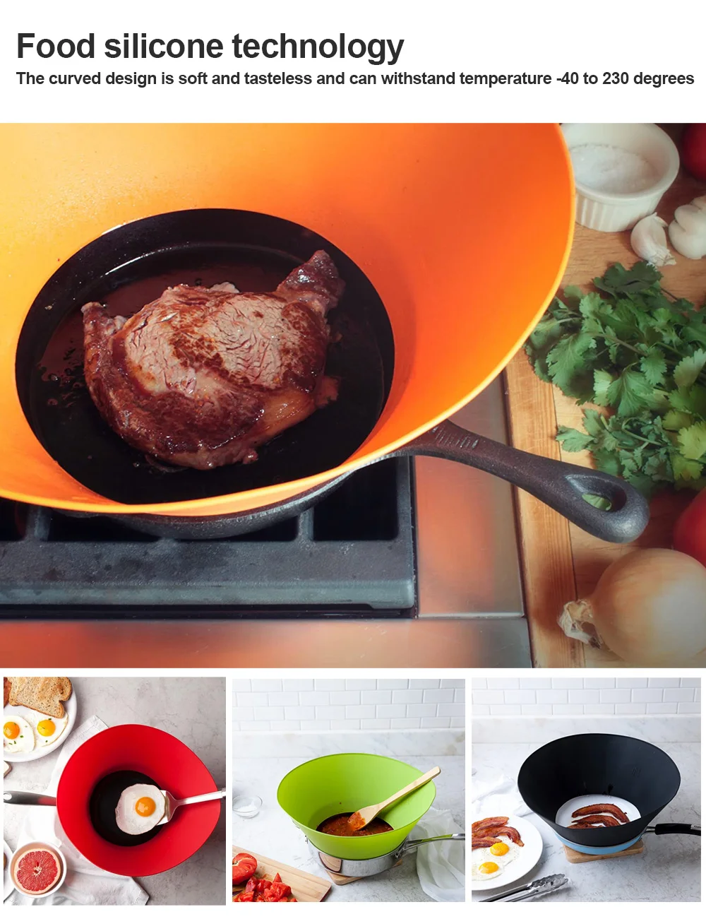 Kitchen Frywall Splatter Guard - Anti Oil Silicone Barrier