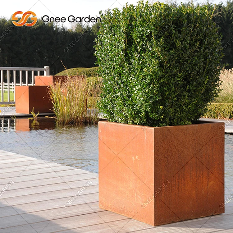 Decoration Garden Corten Steel Flower Pots Rusty Red Outdoor Metal ...