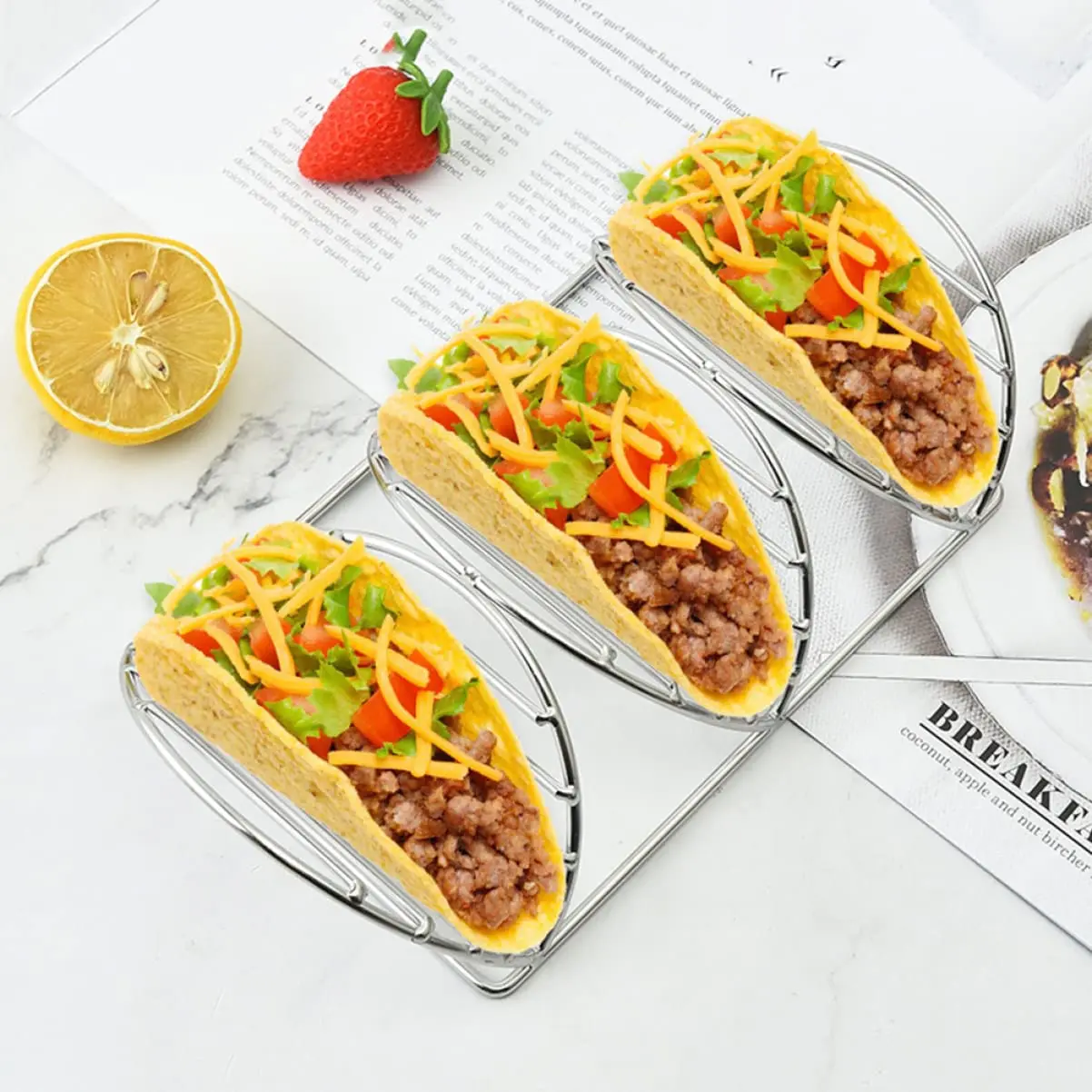 Shell Holder Taco V Shaped Stainless Steel Taco Stand Rack Tray Durable ...