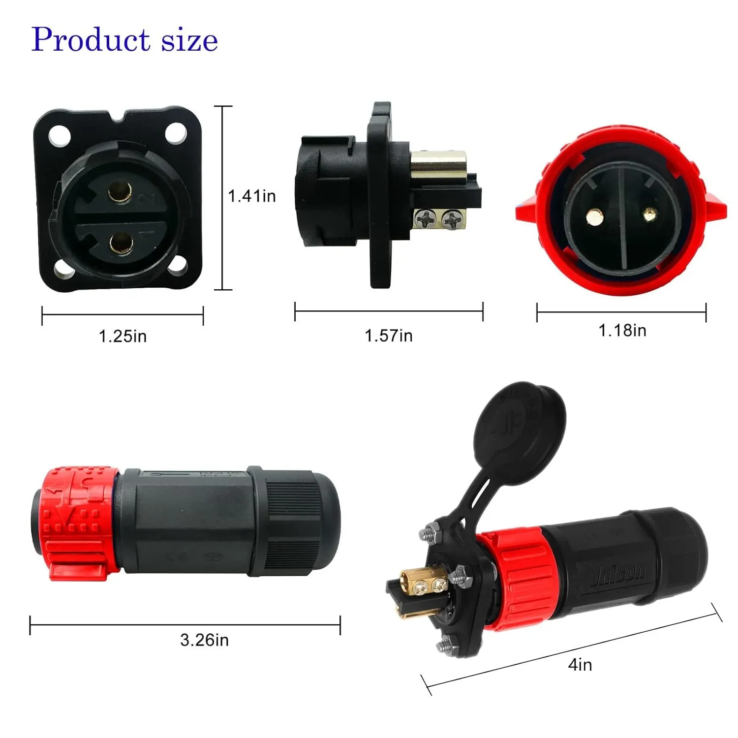 M25 2p 50A Trolling Motor Plug Receptacle Set Double Screw Locking ...