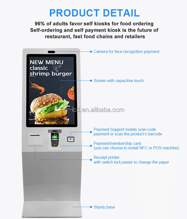 Self Serve Kiosk 27 Inch Intelligent Touch Screen Interactive Self ...