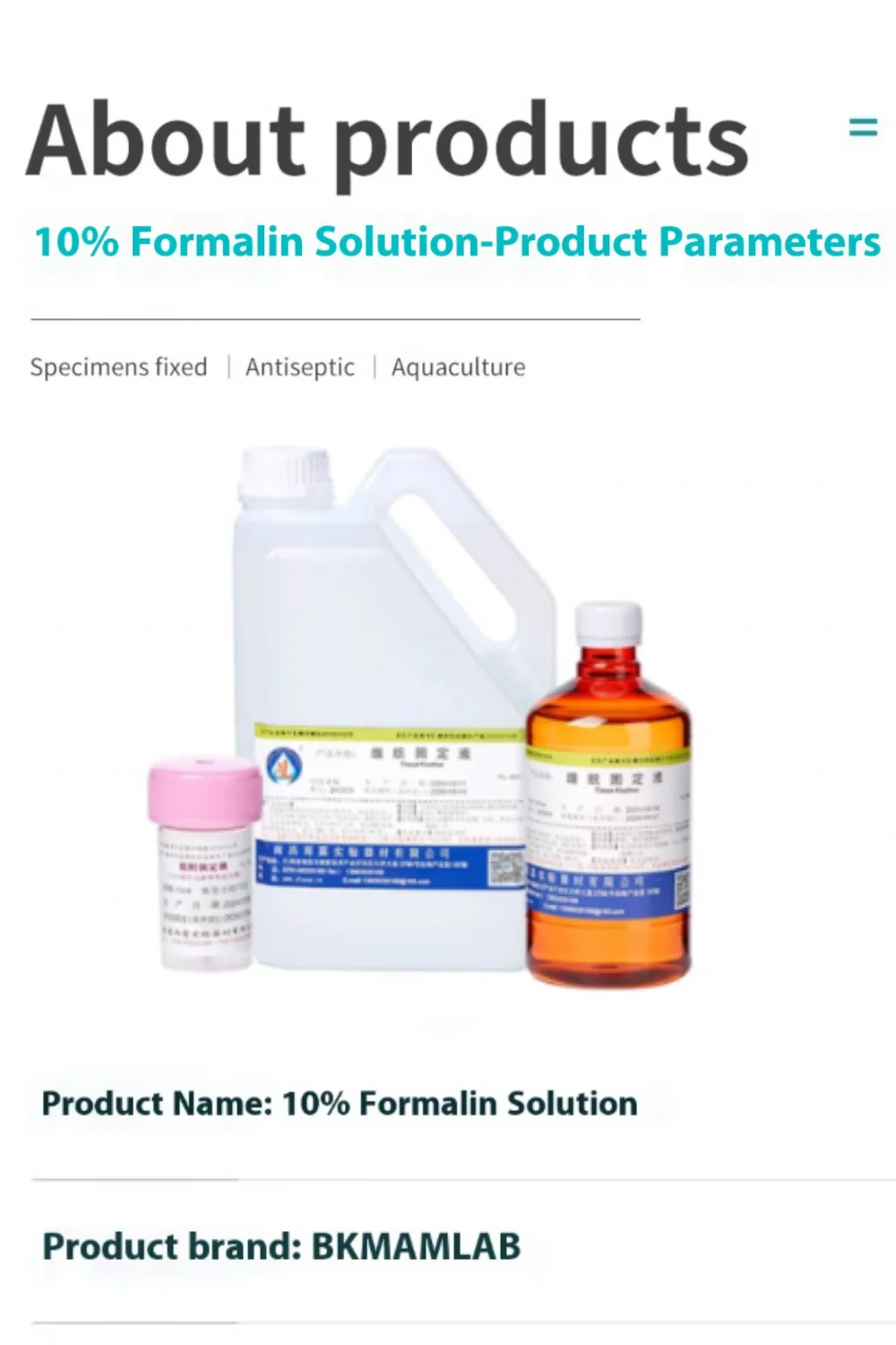 OEM Customizable Antiseptic Formalin Liquid Plastic Tissue Fixative Formaldehyde for Aquaculture ...