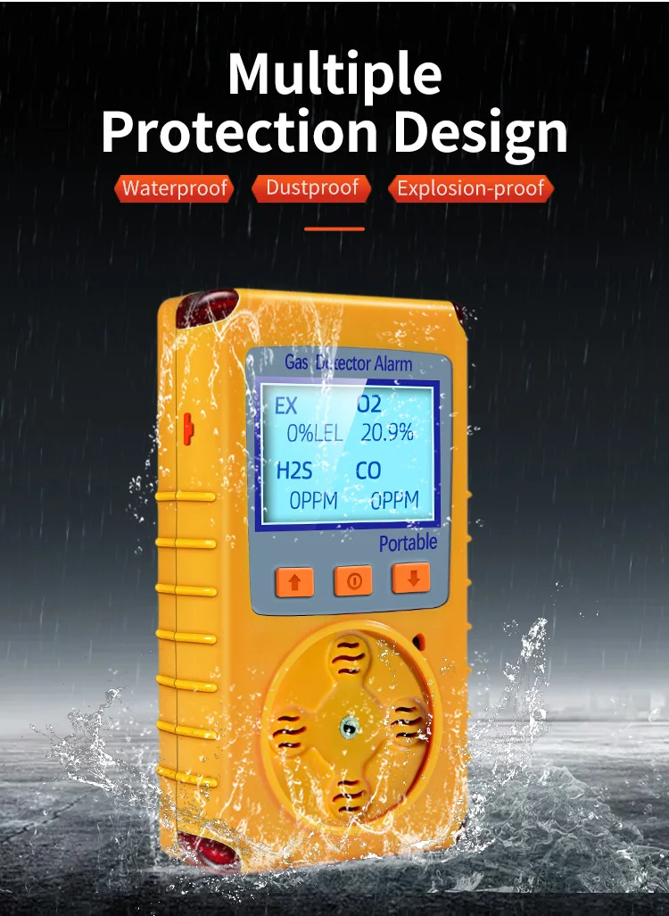 Portable 4 In 1 Multi Gas Detector Nh3 Co H2s Ex Gas Detection Alarms ...