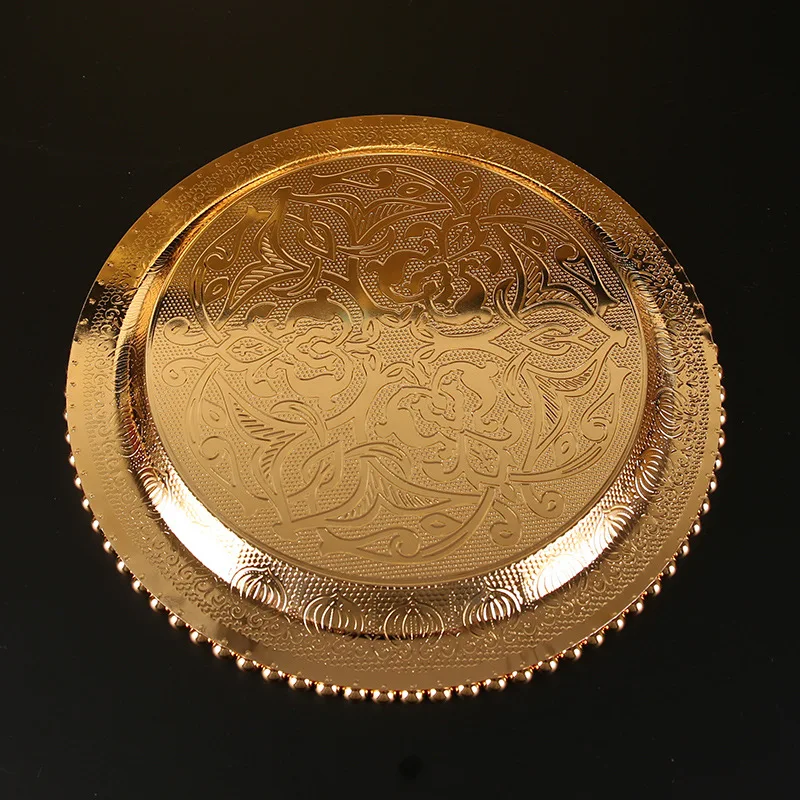 Large Vintage Style Round Cast Iron Gilt Tray Eco-Friendly Metal ...