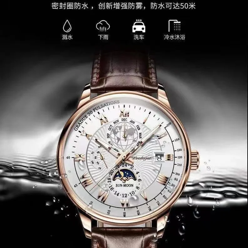 Men Watch Japan Movt Stainless Steel Back Watches Luxury Reloj De ...